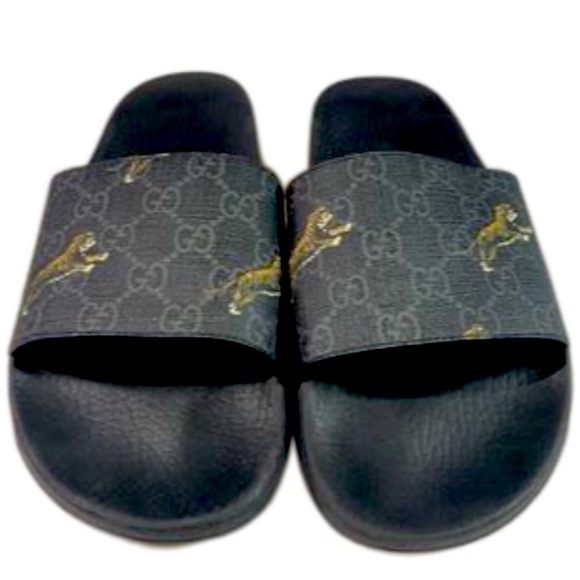 Gucci | Shoes | Authentic Tiger Print Gucci Slides Wbox Dust Cloth Worn ...